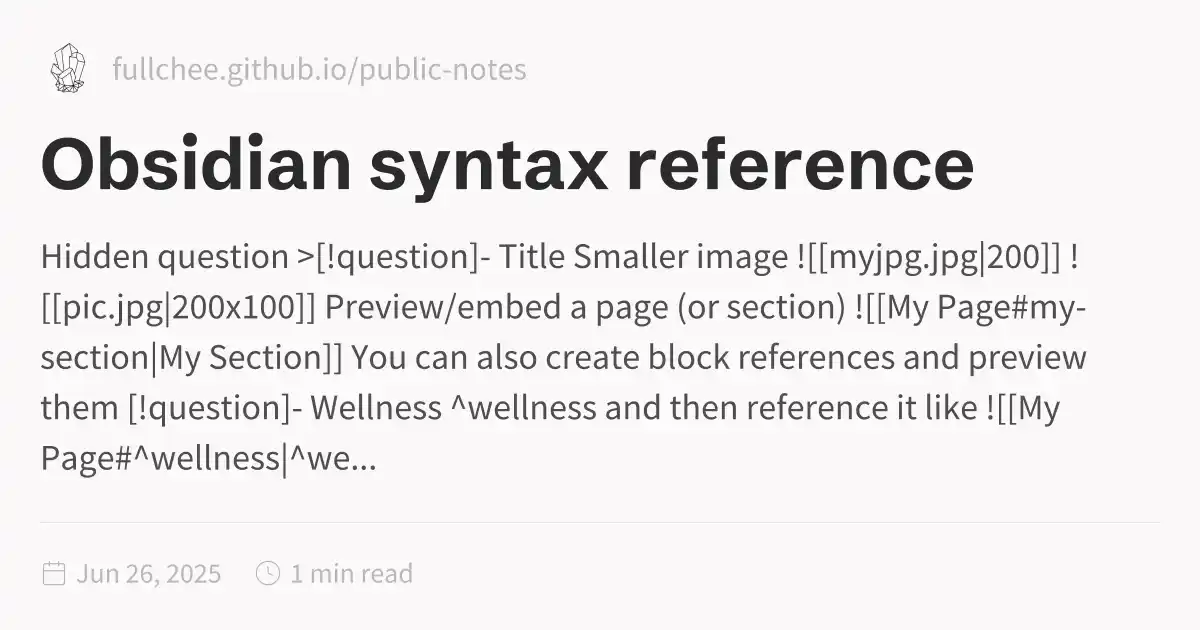 Obsidian syntax reference